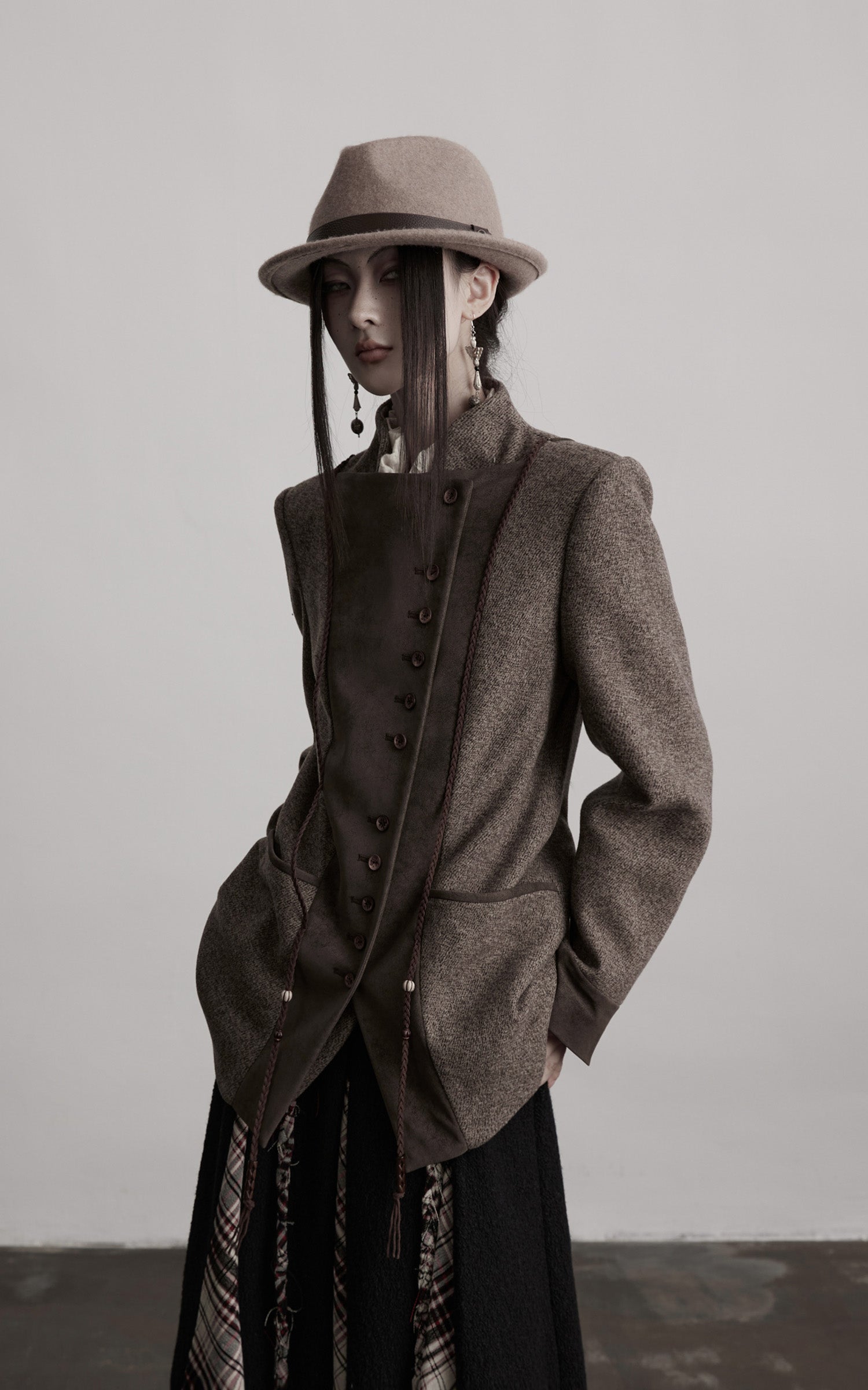 DOINDULGE Asymmetric Wool-Blend Structured Jacket